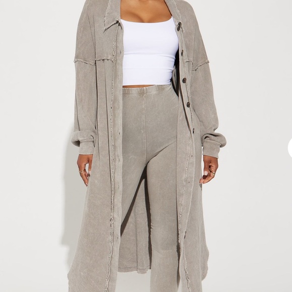 Fashion Nova | Sweaters | Washed Legging Set Cardigan Duster Waffle ...